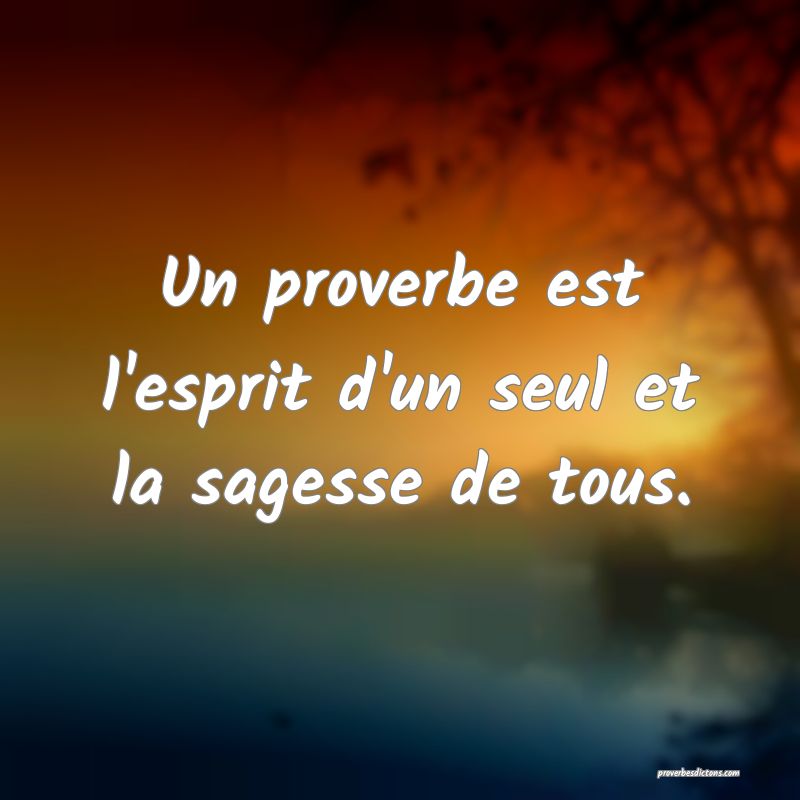 Un proverbe est l'esprit d'un seul et la sagesse d...
