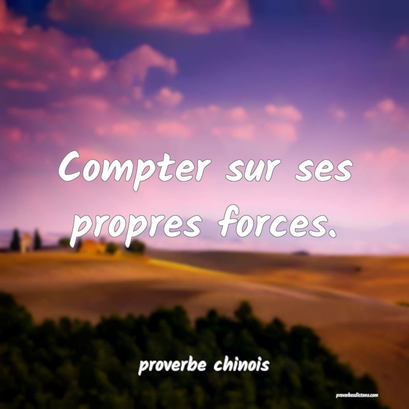 Compter sur ses propres forces.... Compter sur ses propres forces....