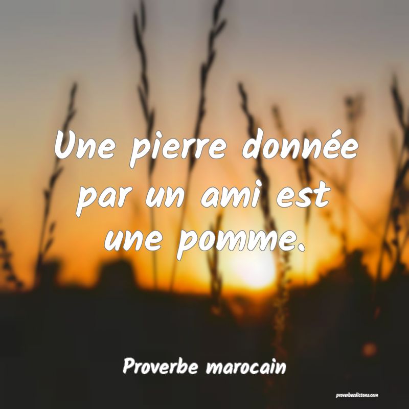 Une pierre donnée par un ami est une pomme.... Une pierre donnée par un ami est une pomme....