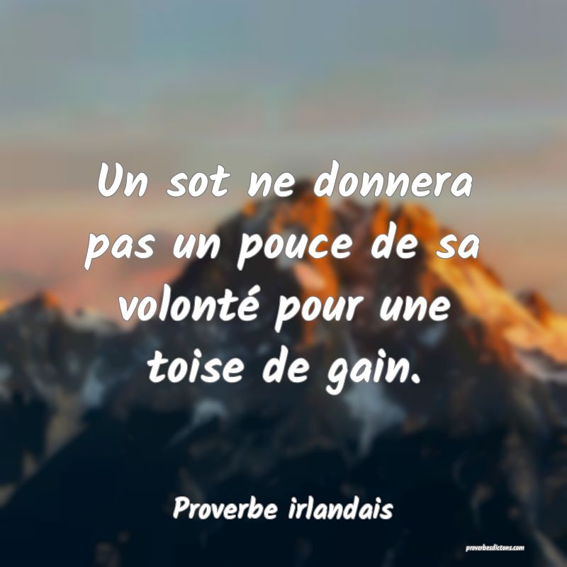 Un sot ne donnera pas un pouce de sa volonté pour...
