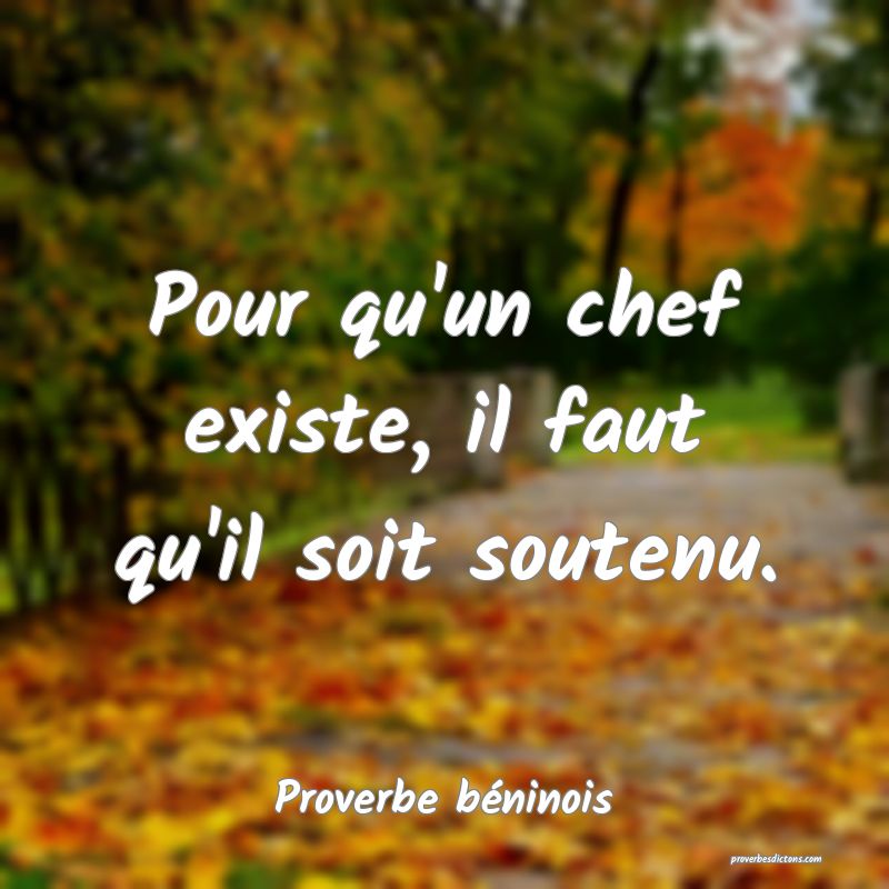 Pour qu'un chef existe, il faut qu'il soit soutenu...