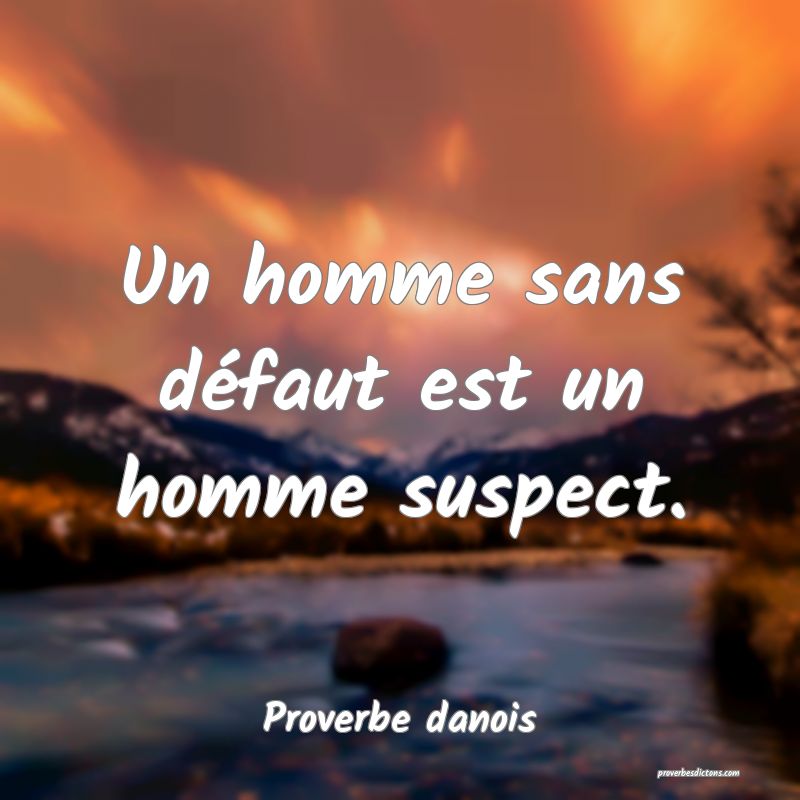 Un homme sans défaut est un homme suspect....