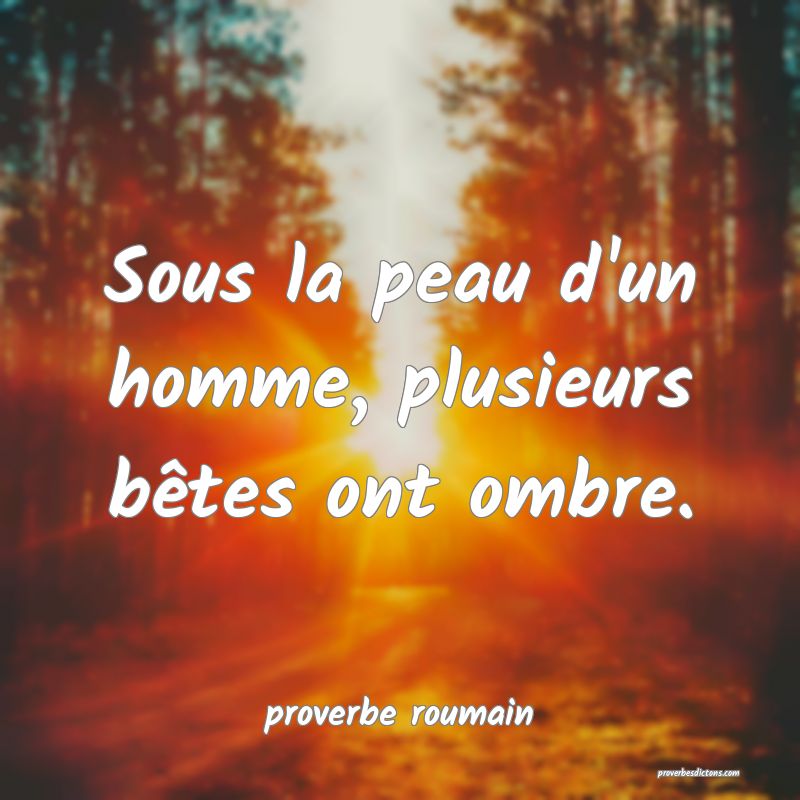 Sous la peau d'un homme, plusieurs bêtes ont ombr...