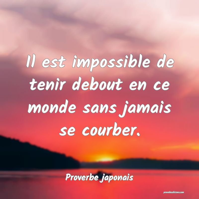 Il faut savoir se courber si l'on veut faire son c...